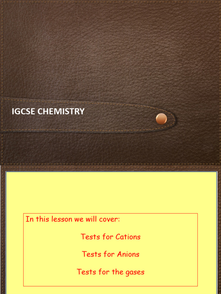 IGCSE Chemistry-Tests For Anions, Cations and Gases | PDF | Ammonium ...