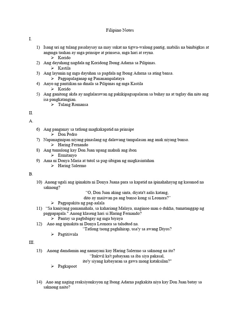 Filipino Notes | PDF