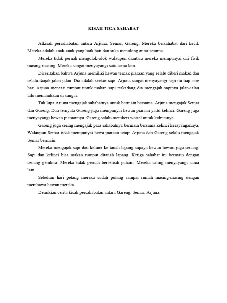 Kisah Persahabatan Tiga Sahabat | PDF