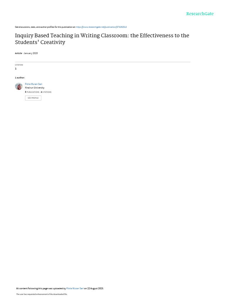 Inquiry Based Teachingin Writing Classroom | PDF | Inquiry Based Learning | Teaching Method