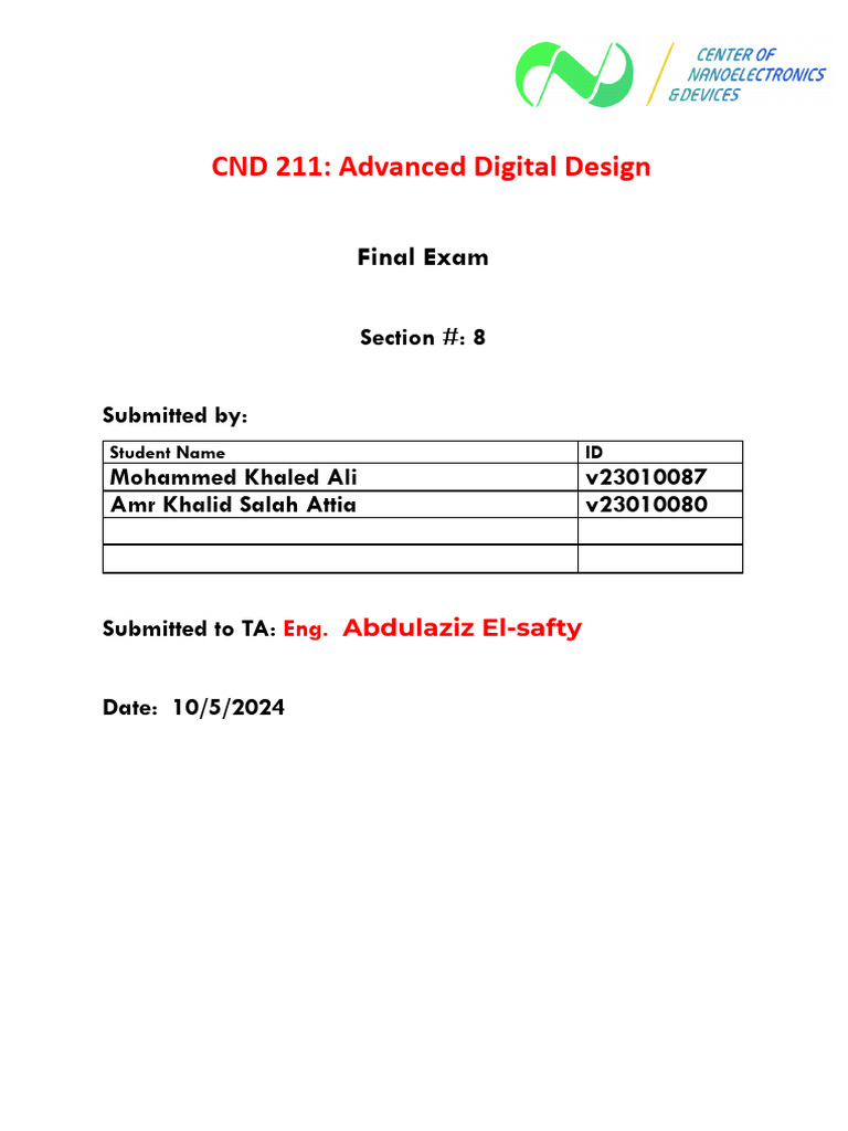 Advanced Digital Design Exam Scripts | PDF | Electrical Engineering ...