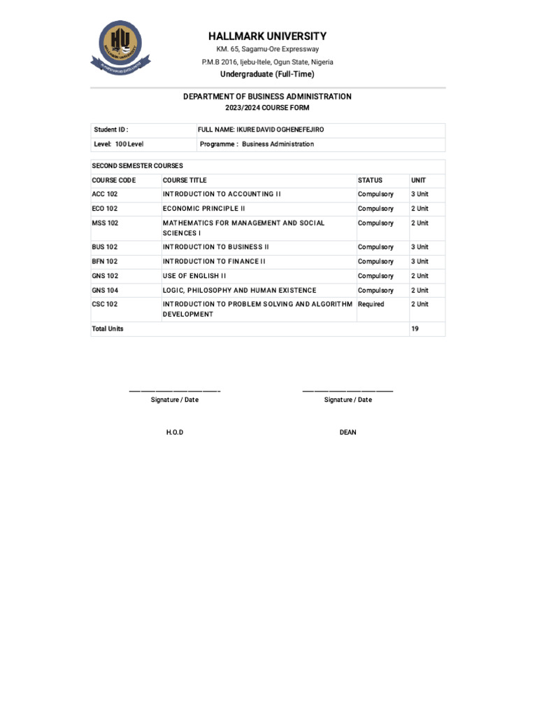 Course Register | PDF