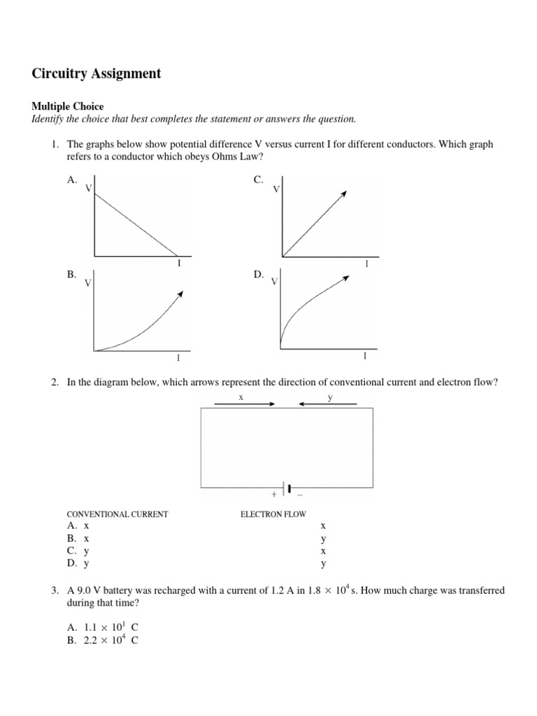 Circuitry Assignment | Download Free PDF | Voltage | Electrical Resistance And Conductance