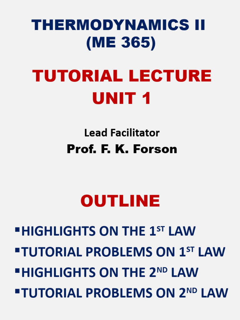 Tutorial Lecture UNIT 1 | PDF | Second Law Of Thermodynamics | Heat