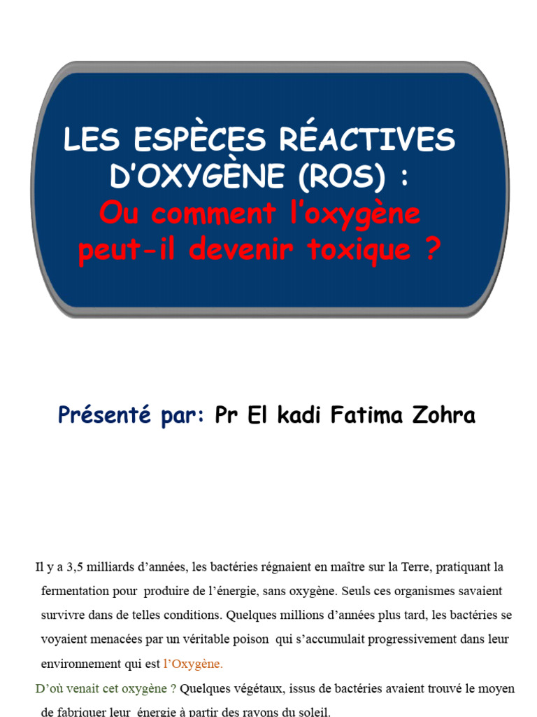 ppt ros | PDF | Dérivé réactif de l'oxygène | Oxygène