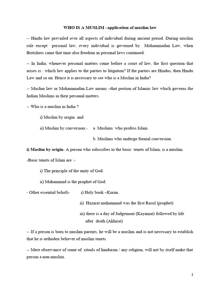 Muslim Law Handwritten Notes For Law Students | PDF | Hadith | Theocracy