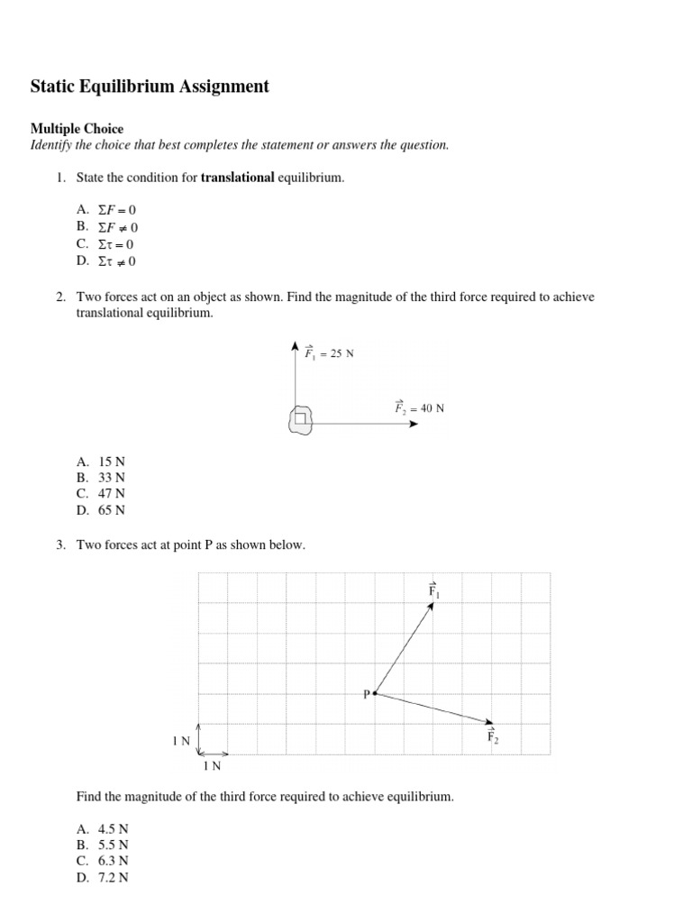 Static Equilibrium Physics Problems | PDF | Force | Tension (Physics)