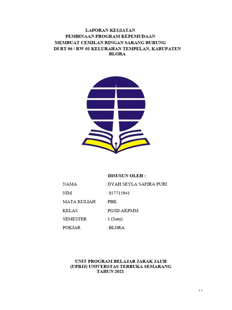 Contoh Laporan PBK (Kepemudaan) | PDF