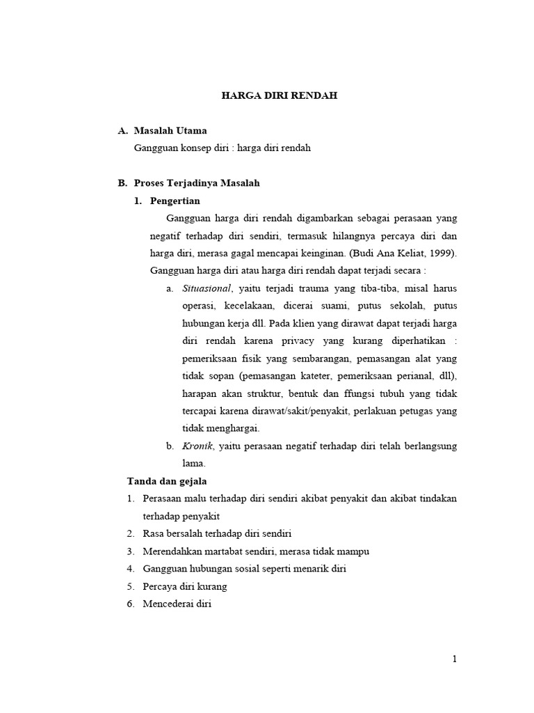 Mengatasi Harga Diri Rendah | PDF