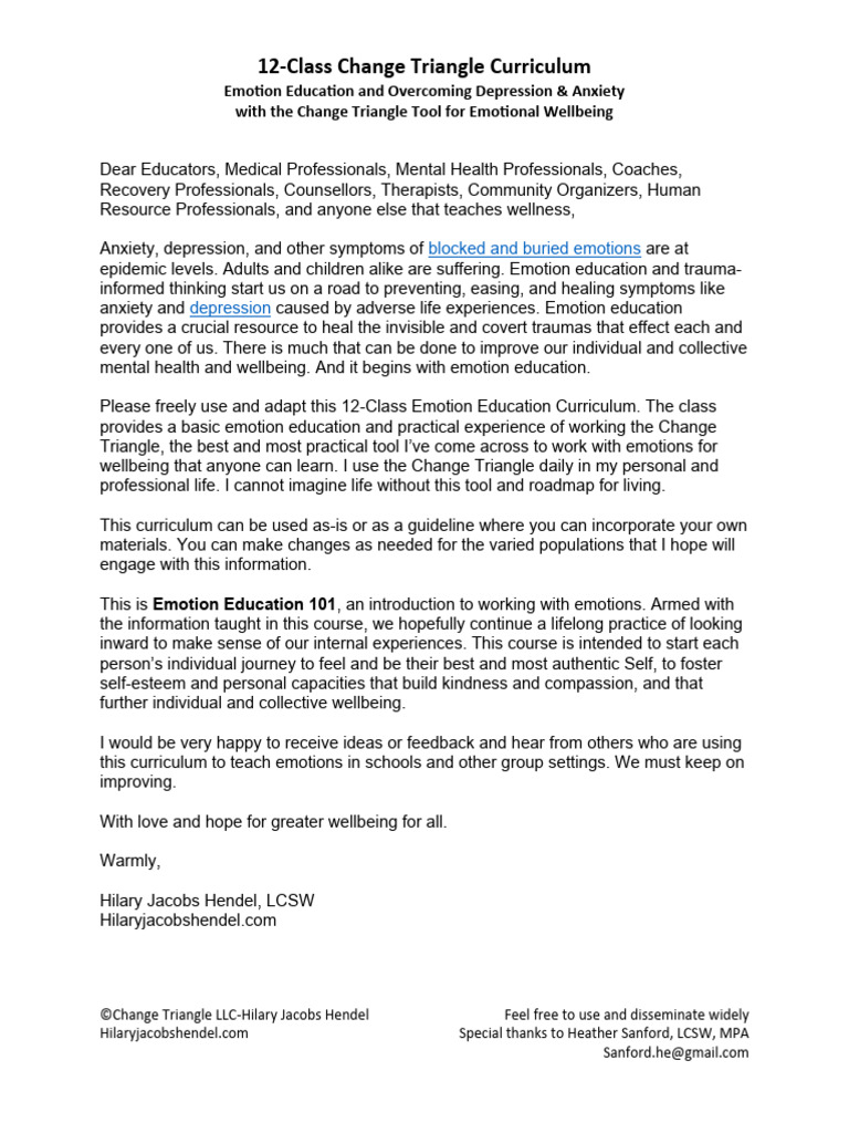 12-Class Change Triangle Group Curriculu | PDF | Emotions | Self Esteem