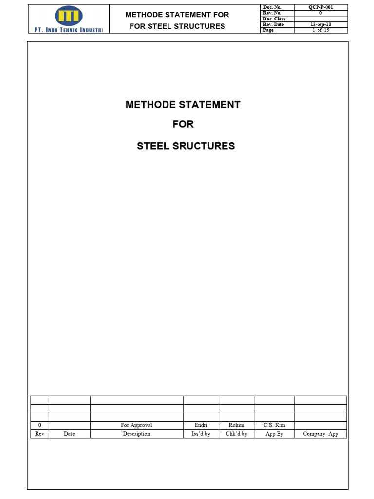 Steel Structures Method Statement Guide | PDF | Welding | Construction