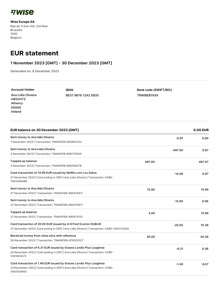 Balance Statement | PDF | Financial Markets | Foreign Exchange Market