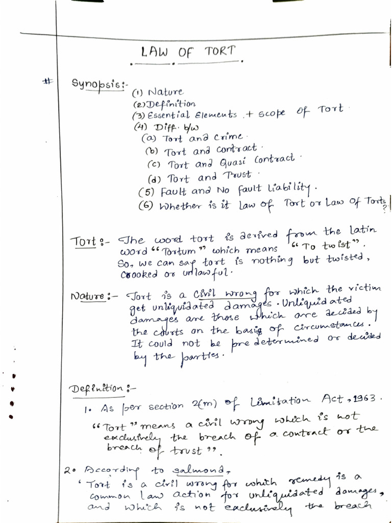 TORT NOTES (2) Handwritten | PDF