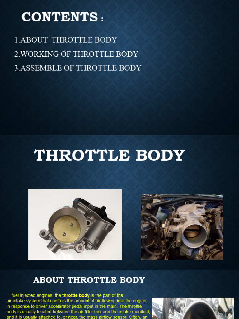 Throttle Body: Function and Assembly Guide | PDF | Throttle | Machines
