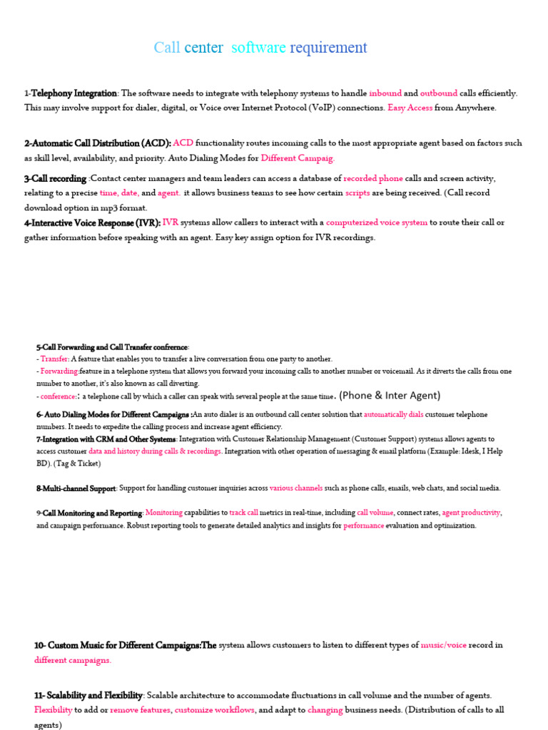 Call Center Software Requirement FINAL | PDF | Call Centre ...