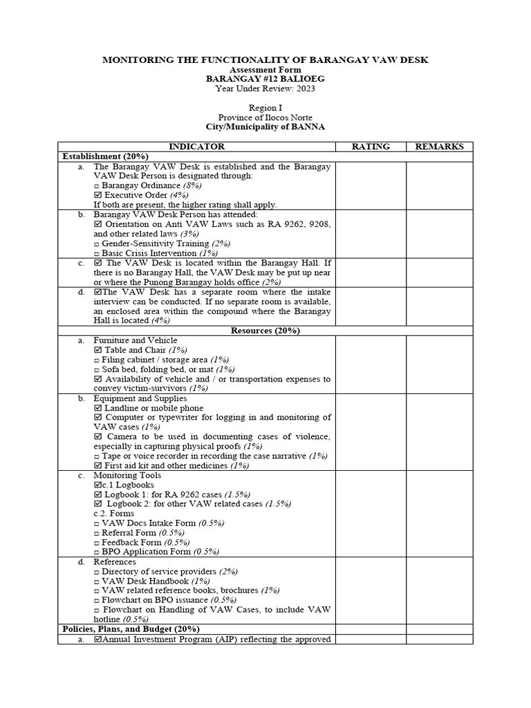 FUNCTIONALITY OF BARANGAY VAW DESK | PDF | Desk | Computing