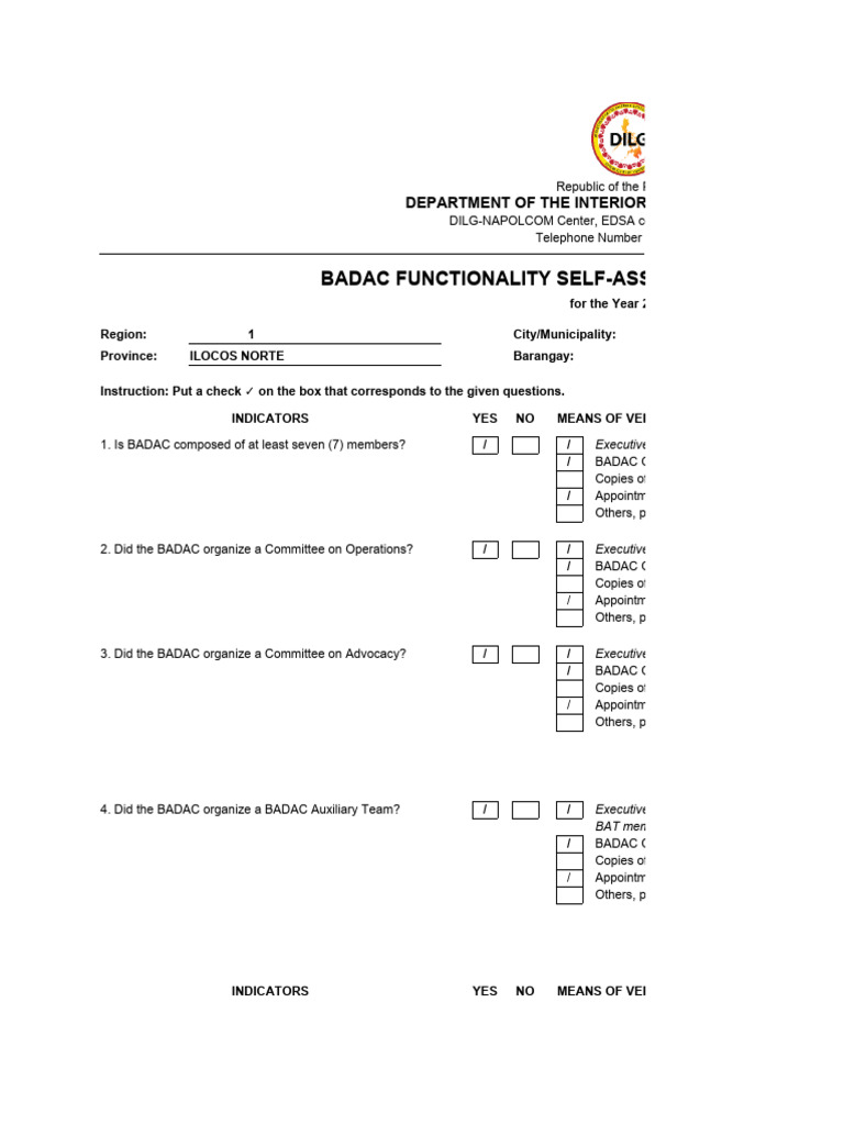 3-Badac-Self-Assessment-And-Audit-Form (1) 2022 | PDF | Audit