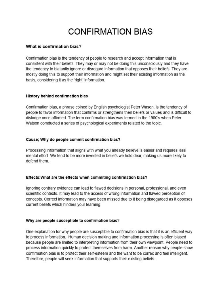 Confirmation Bias | PDF | Bias | Human Communication