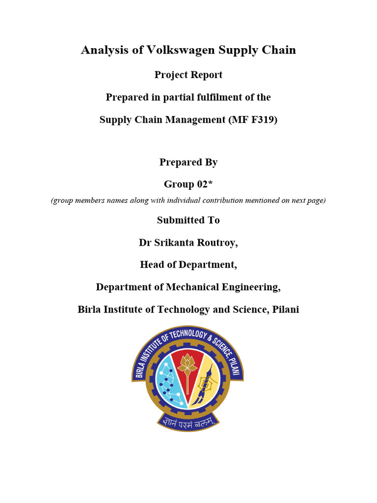Group 02 - Supply Chain Management - Volkswagen Supply Chain Analysis ... Group 02 - Supply Chain Management - Volkswagen Supply Chain Analysis ...