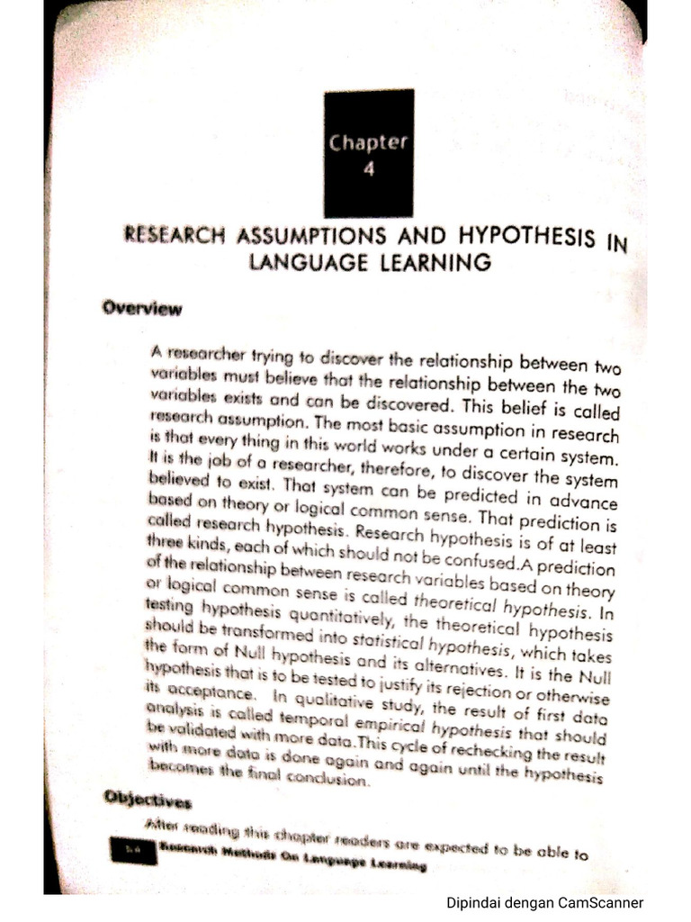 Chapter 4 R.Assumption N Hypothesis | PDF