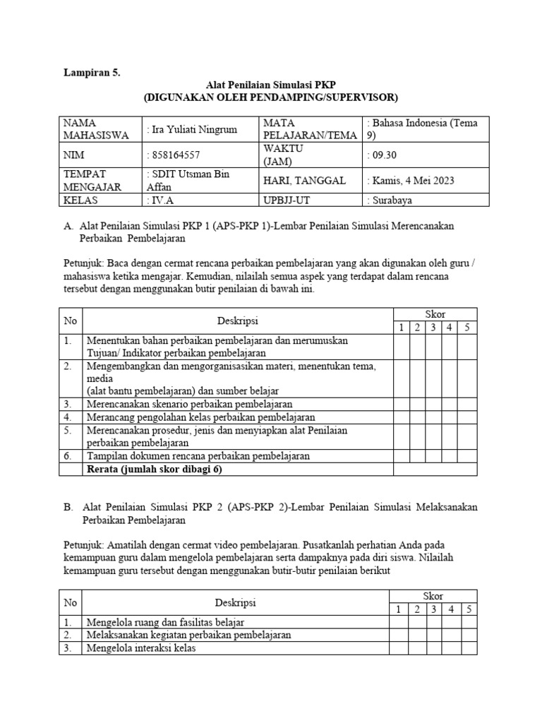 Alat Penilaian Simulasi | PDF