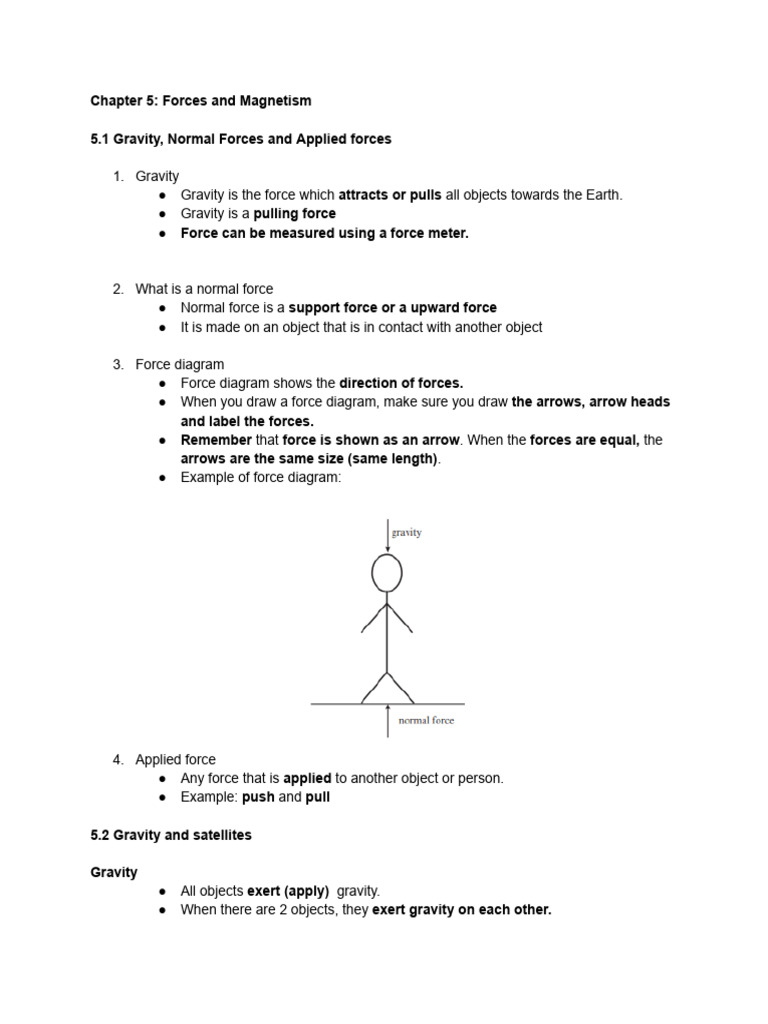 Chapter 5 Notes Y5 New | PDF | Force | Gravity