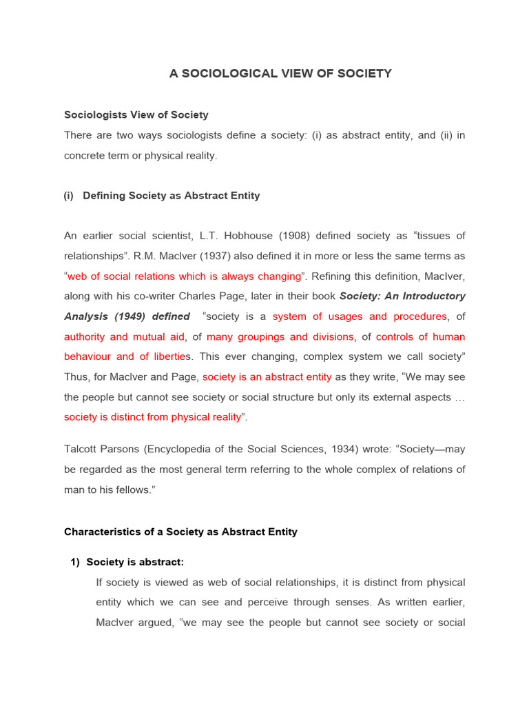 A Sociological View of Society | PDF | Society | Sociology