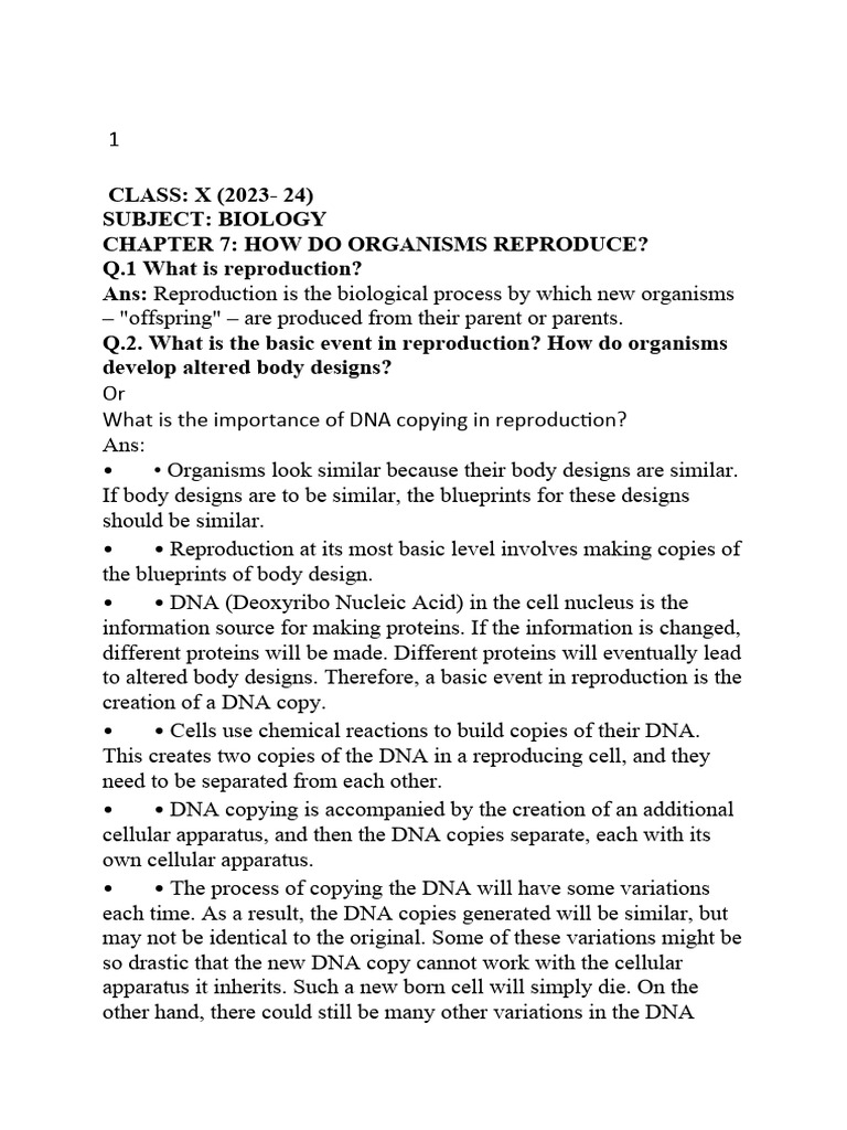 Bio Ch7 Notes | PDF | Reproduction | Sexual Reproduction Bio Ch7 Notes | PDF | Reproduction | Sexual Reproduction