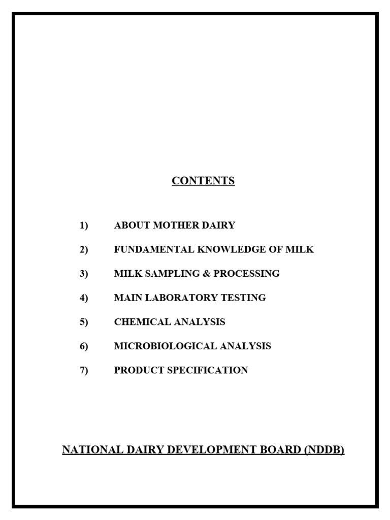 Project Report Mother Dairy - Removed | PDF | Milk | Hazard Analysis ...