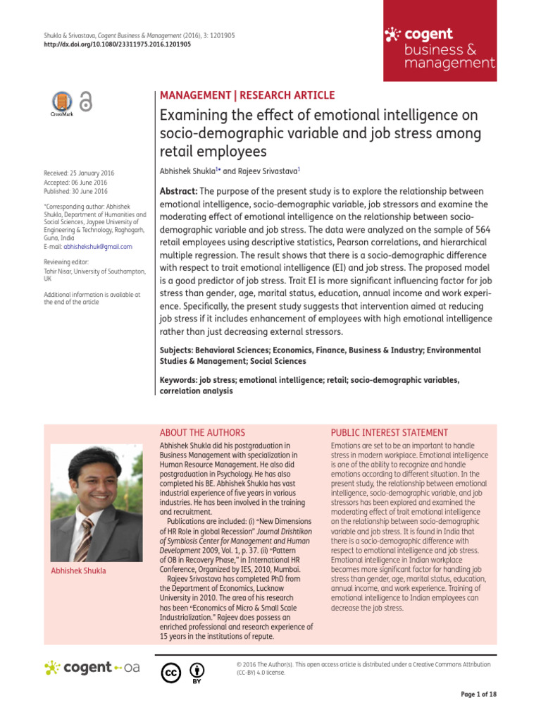 Job Stress and Retail Employees | PDF | Emotional Intelligence ...