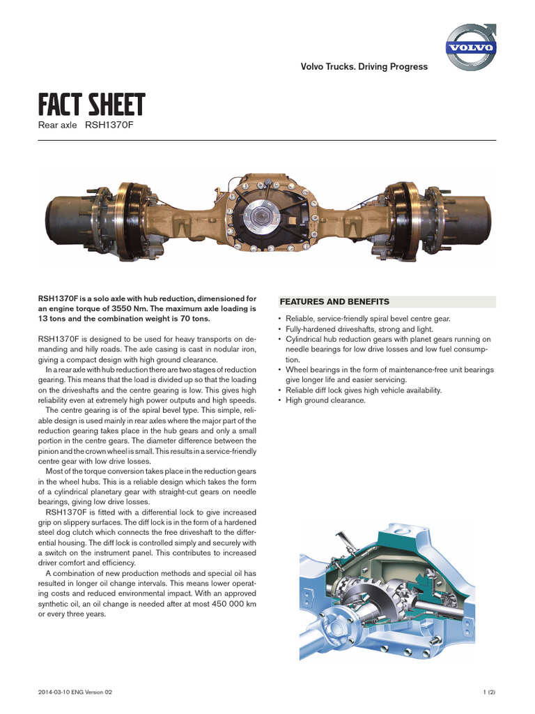Volvo RSH1370F Rear Axle Overview | PDF | Gear | Axle