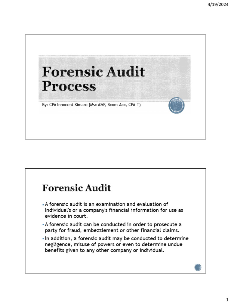 2 Forensic Audit Processes | PDF | Audit | Financial Audit