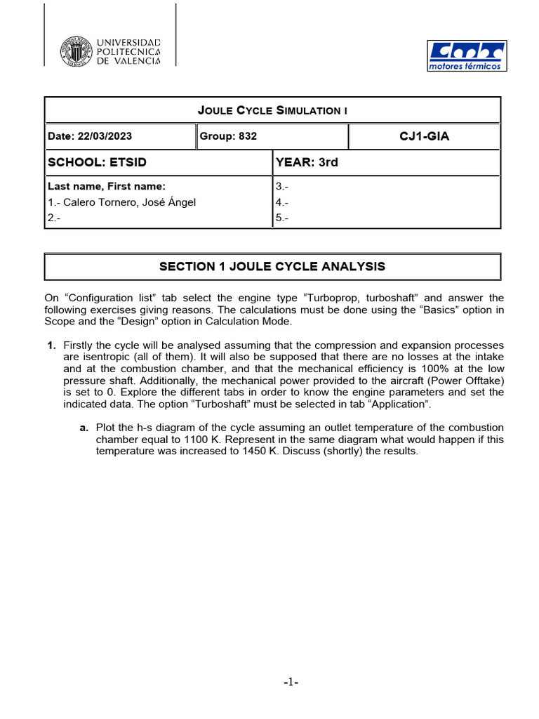 Report Lab 1 CJ1-GIA | PDF | Engine Technology | Energy Technology
