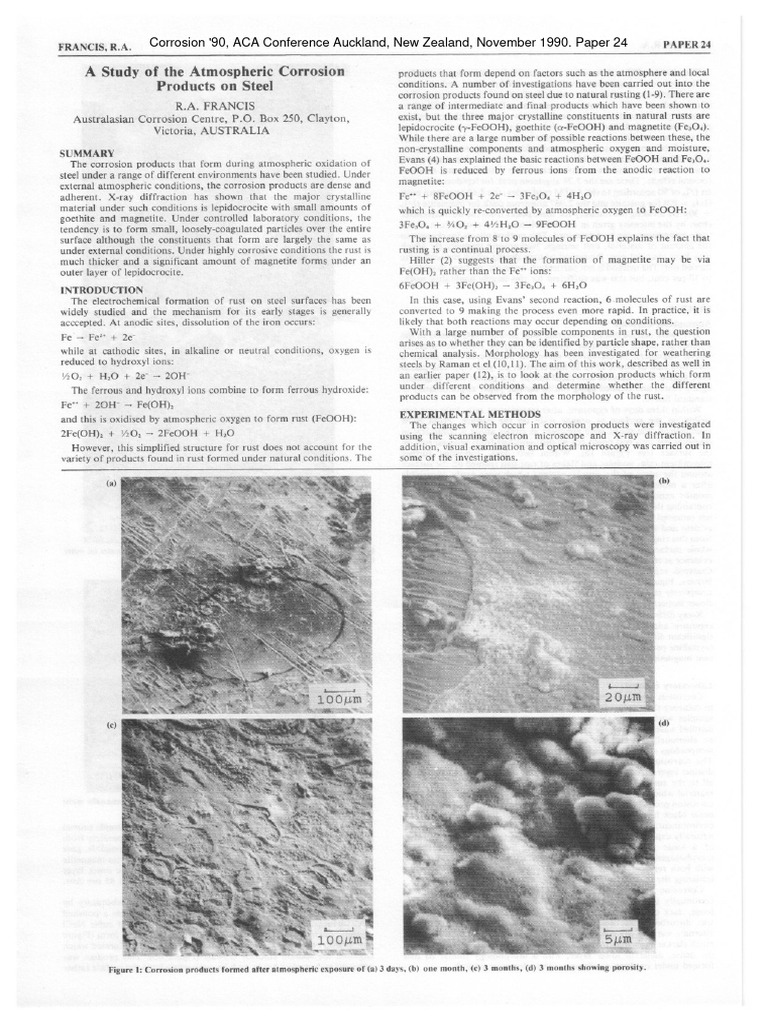 A Study of The Atmospheric Corrosion Pro | PDF | Rust | Corrosion