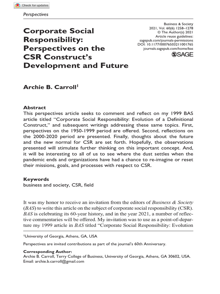 CSR: Evolution and Future Perspectives | PDF | Corporate Social ...