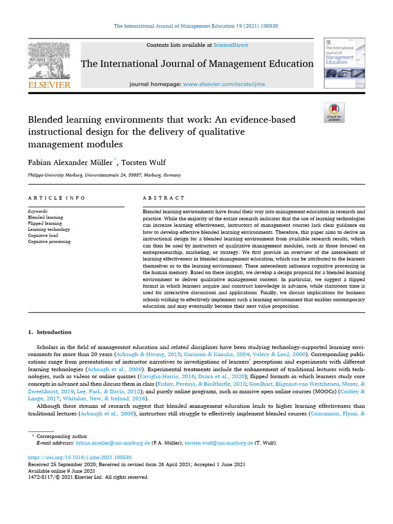 Blended Learning Environments That Work An Evidence Based | PDF ...