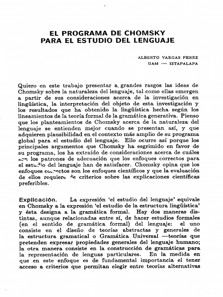 Chomsky | PDF | Lingüística | Noam Chomsky