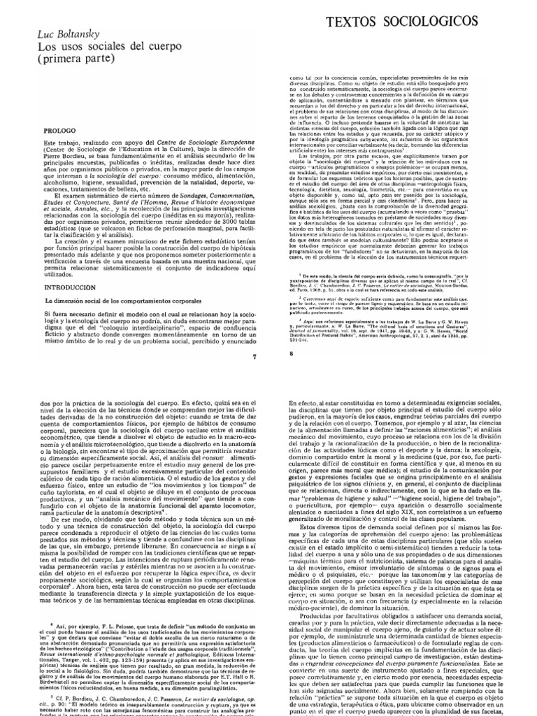 Texto 6 Los Usos Del Cuerpo - Boltansky-1 | PDF