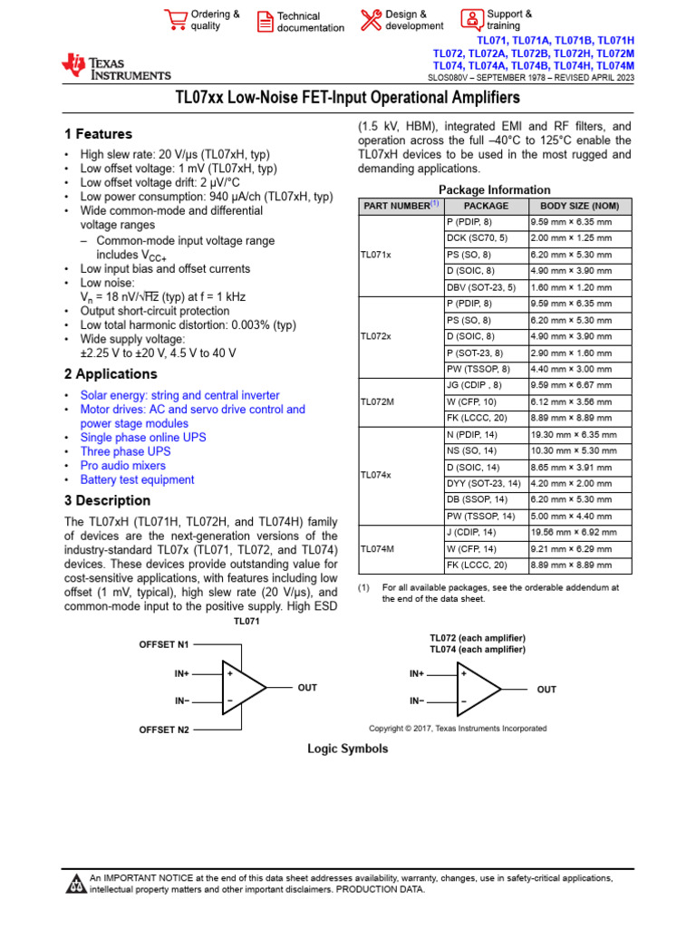 TL 074 | PDF | Electrostatic Discharge | Computer Engineering