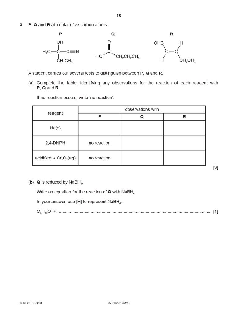 Distinguishing Organic Compounds P, Q, R | PDF | Chemical Reactions ...