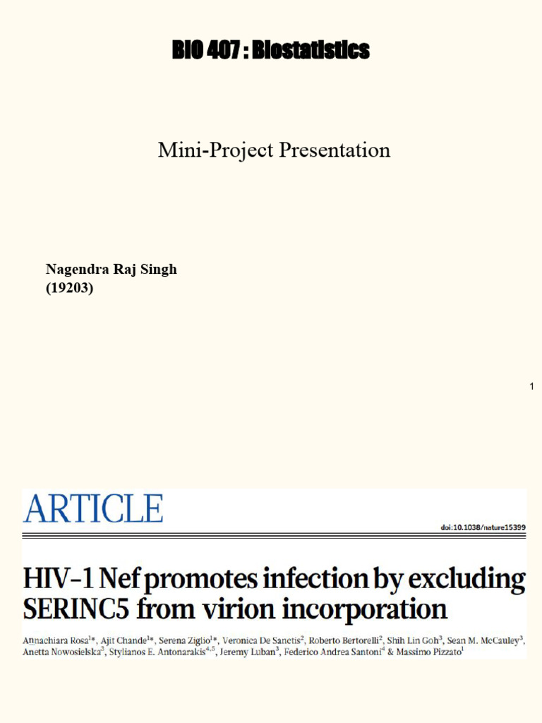 Biostats Presentation | PDF | P Value | Student's T Test
