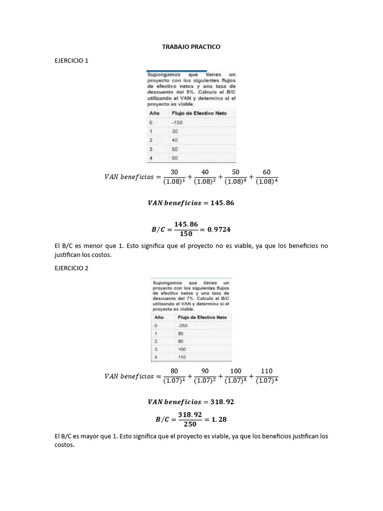 EJERCICIOS DE VAN | PDF