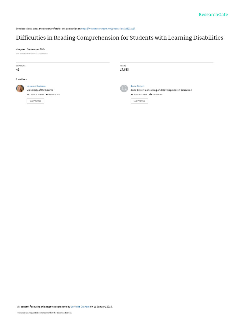 Difficulties in Reading Comprehension For Students | PDF | Reading ...