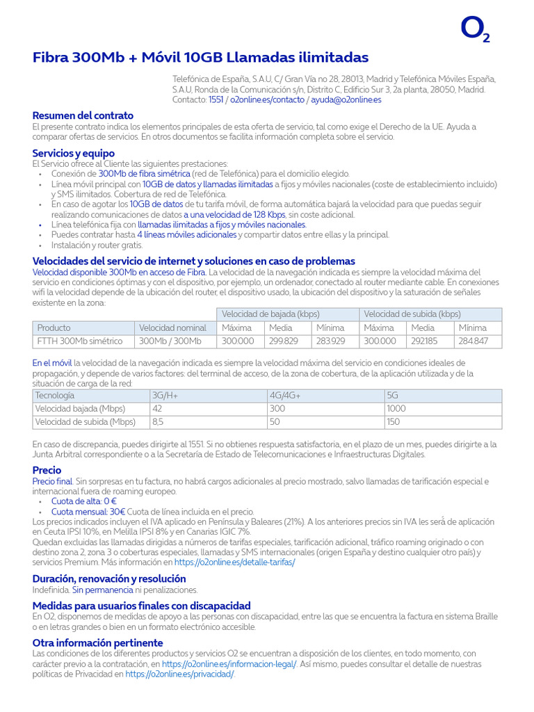 Fibra 300Mb y Móvil 10GB Sin Permanencia | PDF | Telefonía móvil ...