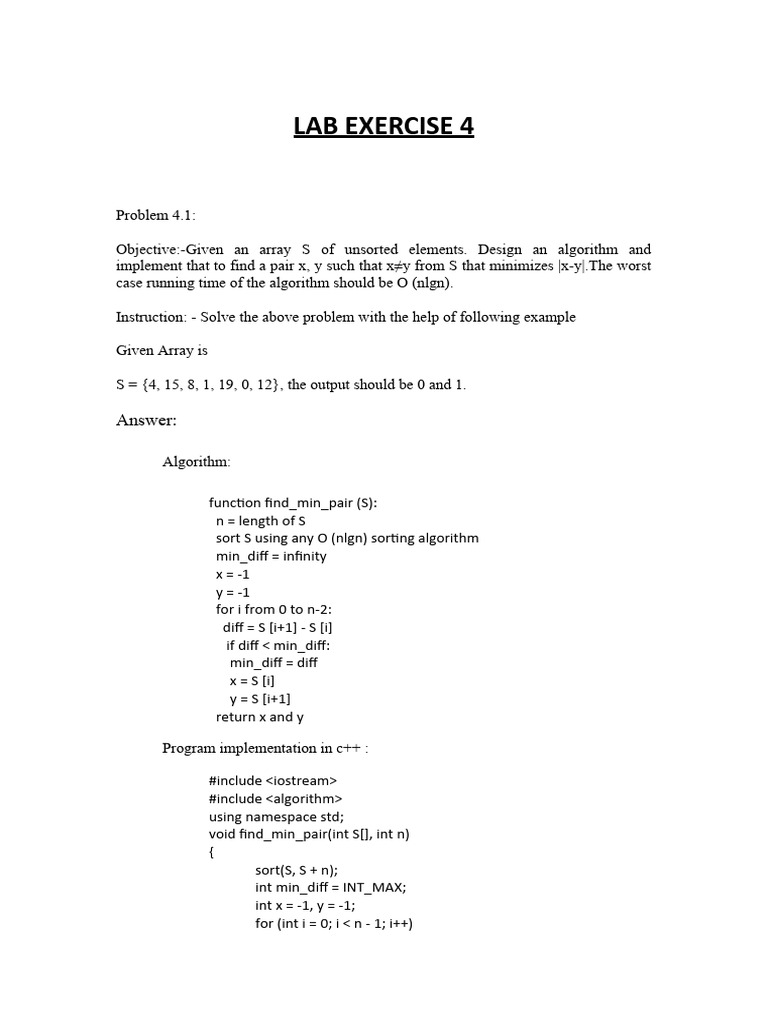 Lab Exercise 4 | PDF | Computing | Computer Science