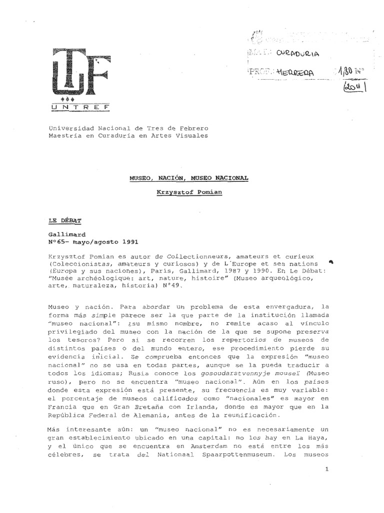 Pomian Museo Nacion | PDF | Museo | Lumbrera