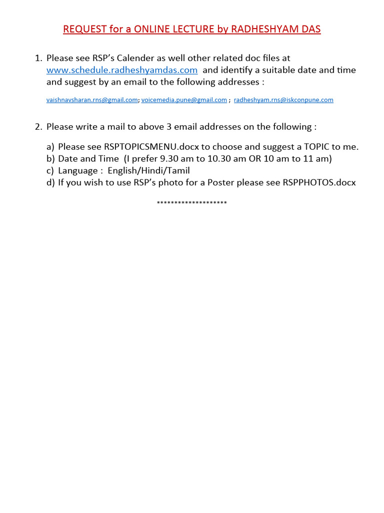 RSP Lecture Wanted | PDF