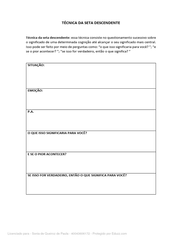 Tecnica Da Seta Descendente TCC | PDF | Autoajuda