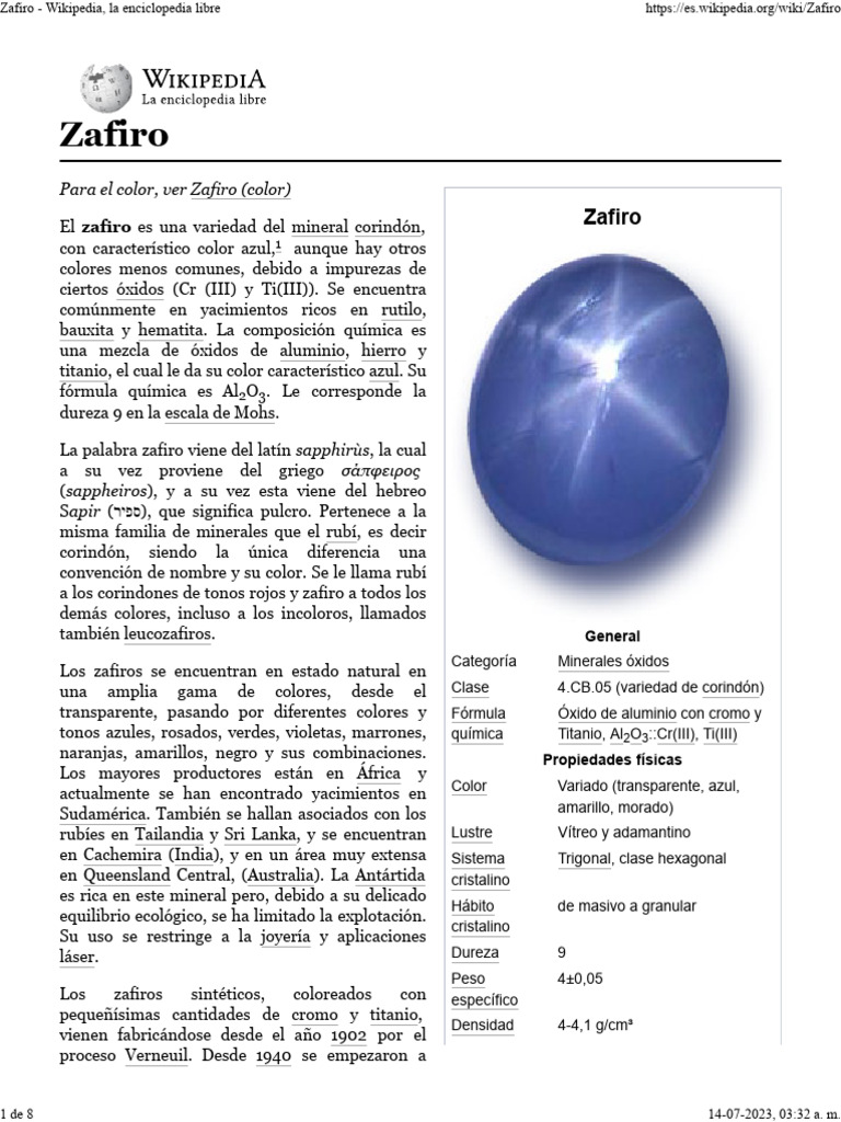 Zafiro | PDF | Minerales | Mineralogía