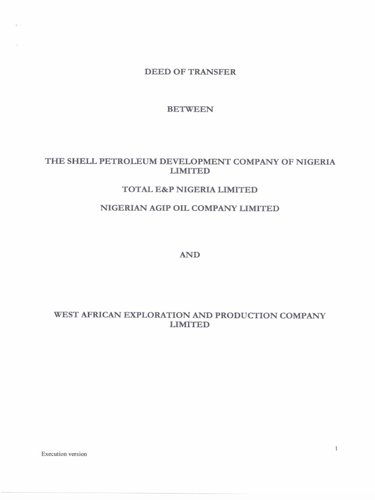 Deed of Transfer - OMLs 71&72 - Fully Executed 311215 | PDF